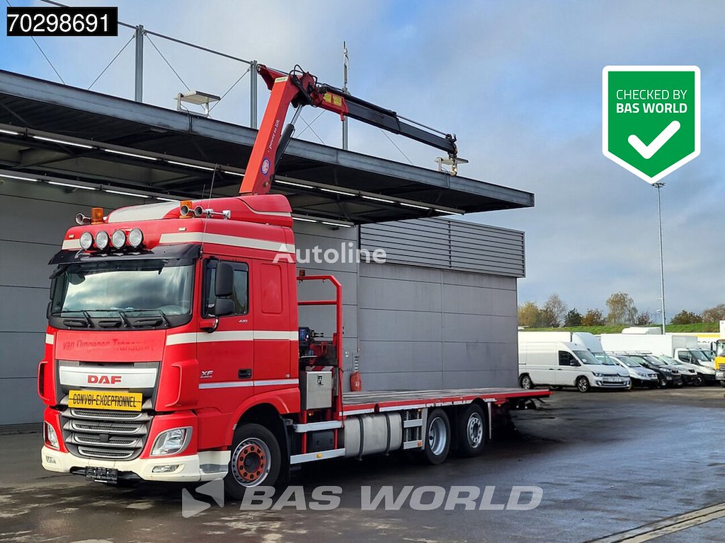 DAF XF 440 XF 6X2 HMF 900-K2 Crane Kran Winch Lift+Steering Axle Ful kamion s ravnom platformom