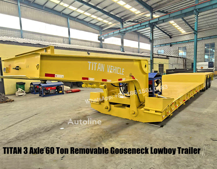 Nova Titan TITAN 3 Axle 60 Ton Removable Gooseneck Lowboy Trailer for Sale poluprikolica sa niskom platformom