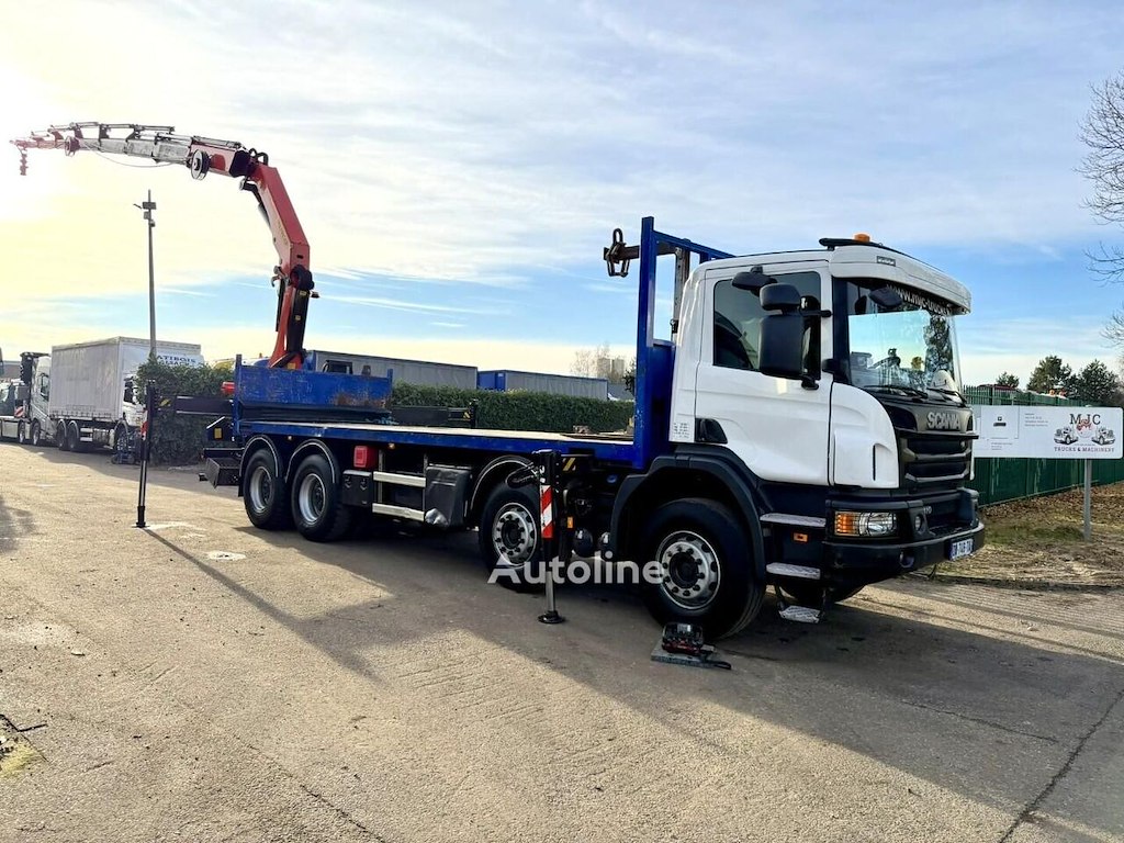 Scania P410 8x4 + CRANE PALFINGER PK33002 F (7x) - RETARDER - 5/6F - RO kamion platforma