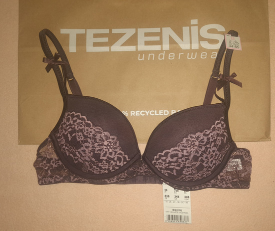 Tezenis braon roze cipka push up 75B NOVO!%