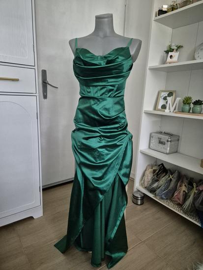 Zelena saten haljina