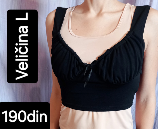 Ženska majica na bretele crop top crna L/40