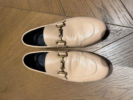 Massimo Dutti Tan Leather Loafers w/metal buckle
