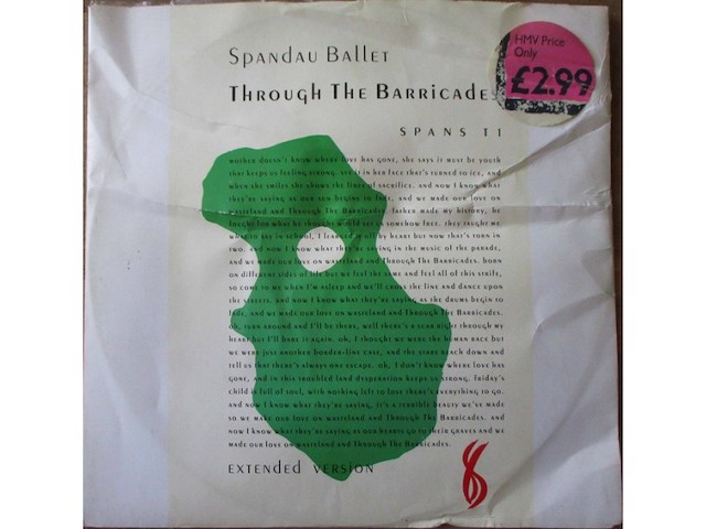 Spandau Ballet-Through The Barricades Single LP (1986)