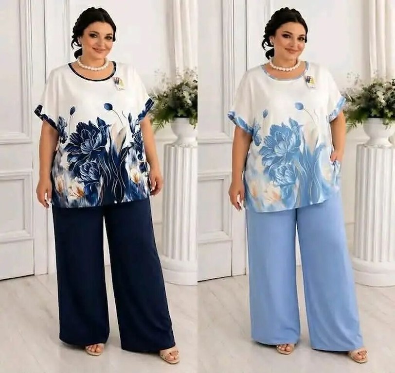 Dvodijelni ženski komplet za svaki dan – plus size - Kroj: široka