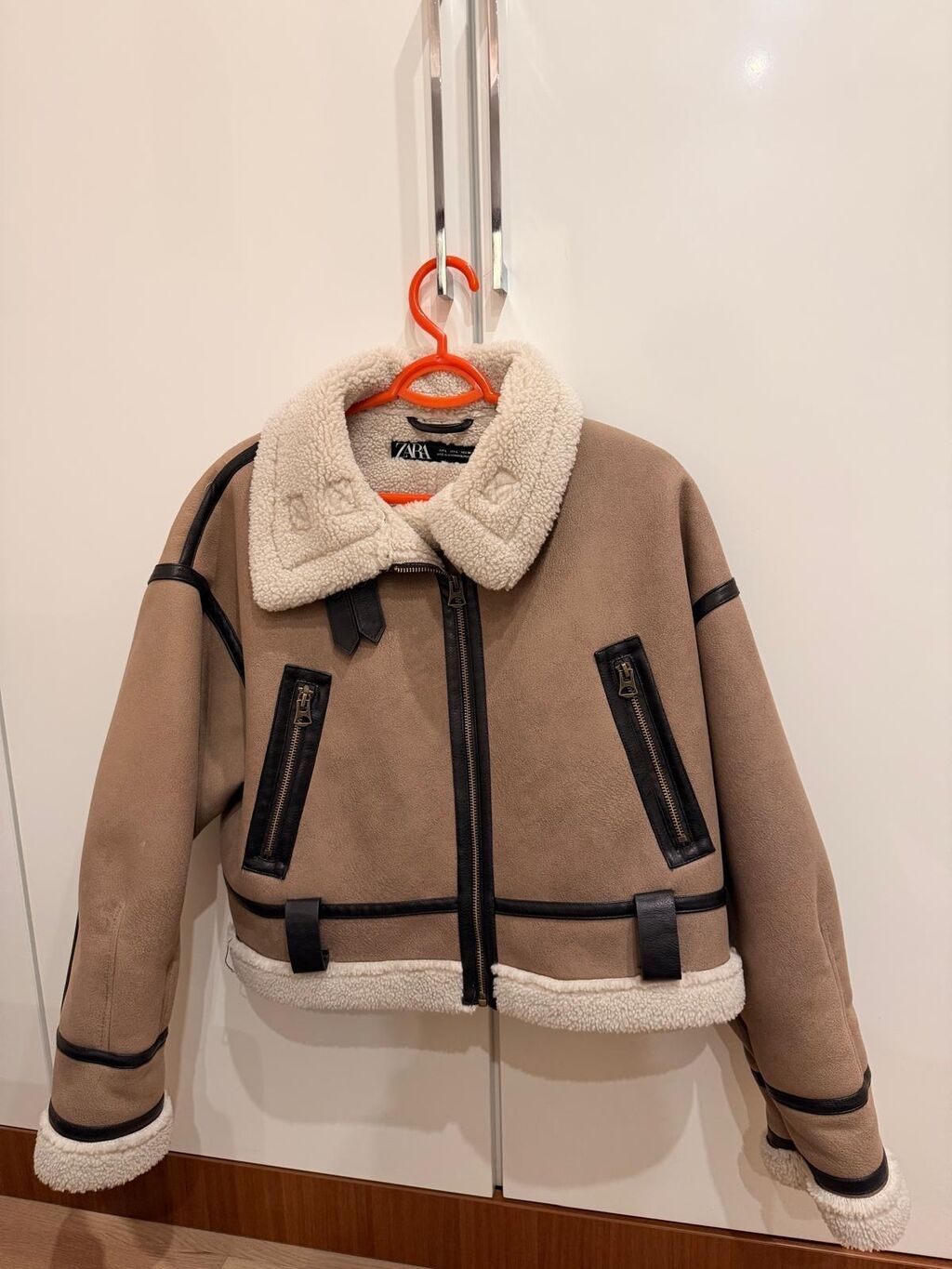 ZARA kratka aviator jakna sa veštačkim krznom (shearling stil) -