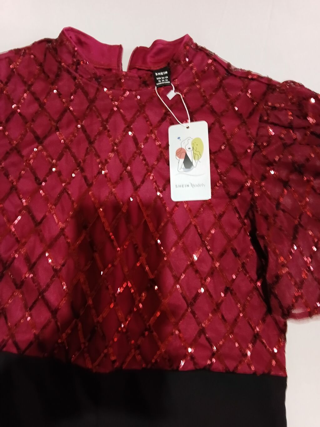 SHEIN Modely elegantni kombinezon - Gornji deo: bordo/crveni til sa