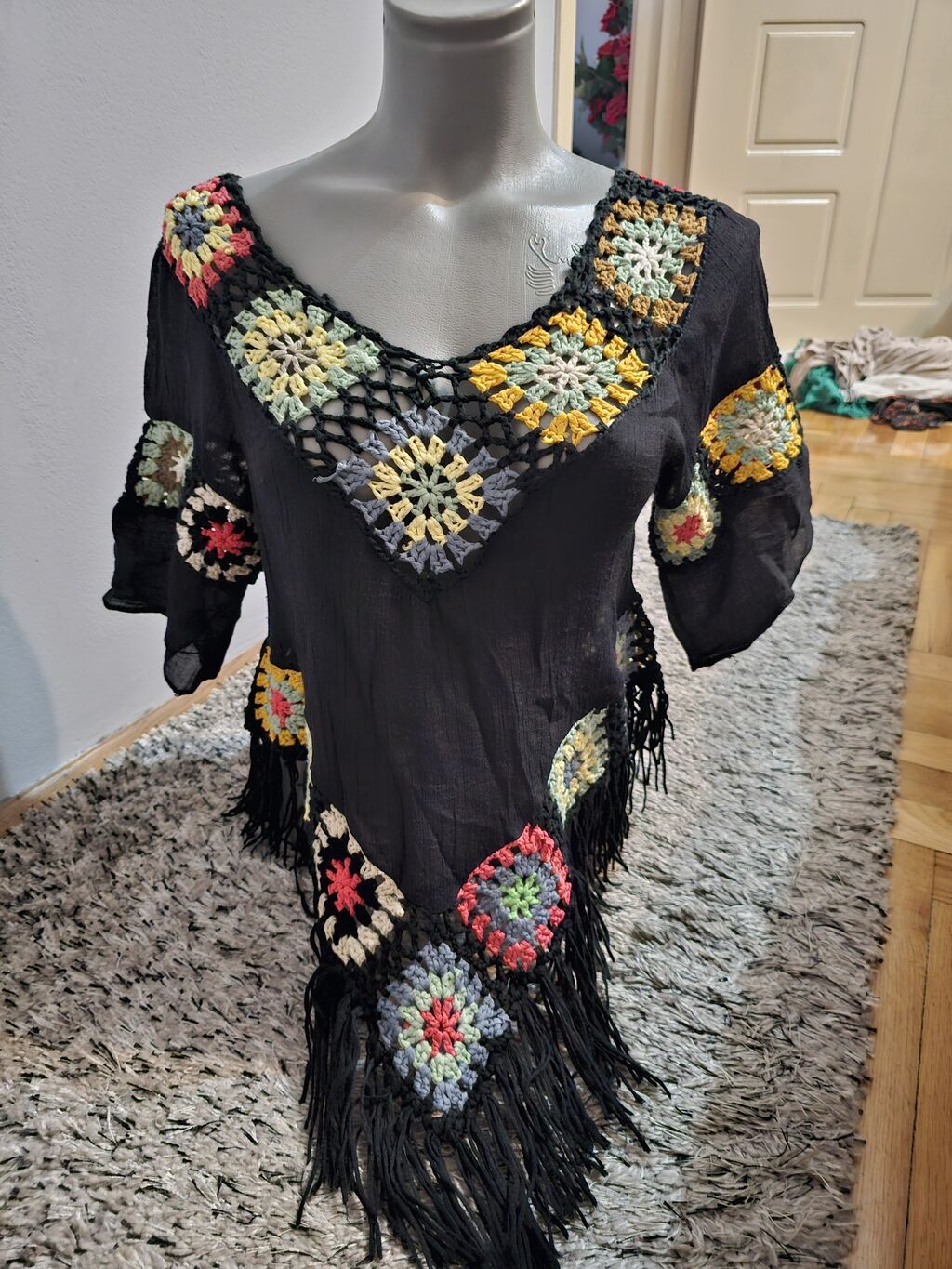 Boho tunika/haljinica sa heklanim detaljima univerzalna - Materijal