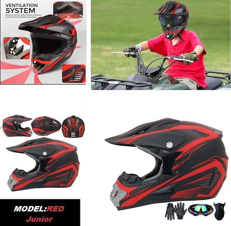Dečja motocross/ATV kaciga – Model: RED Junior - Tip: integralna
