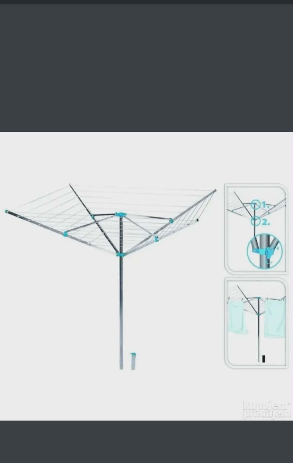 04. Spoljni rotirajući sušač veša (kišobran tip) - Konstrukcija na
