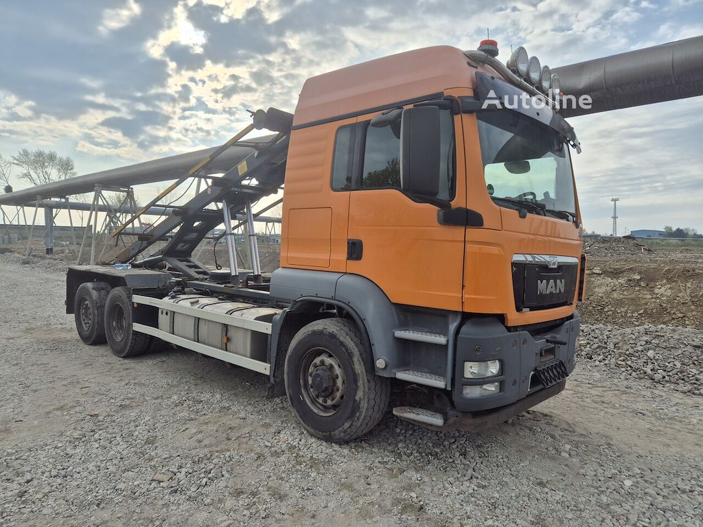MAN TGS 33.440 6x6 hydrodrive fromt axel power tipper cointener kamion sa kukom za podizanje tereta