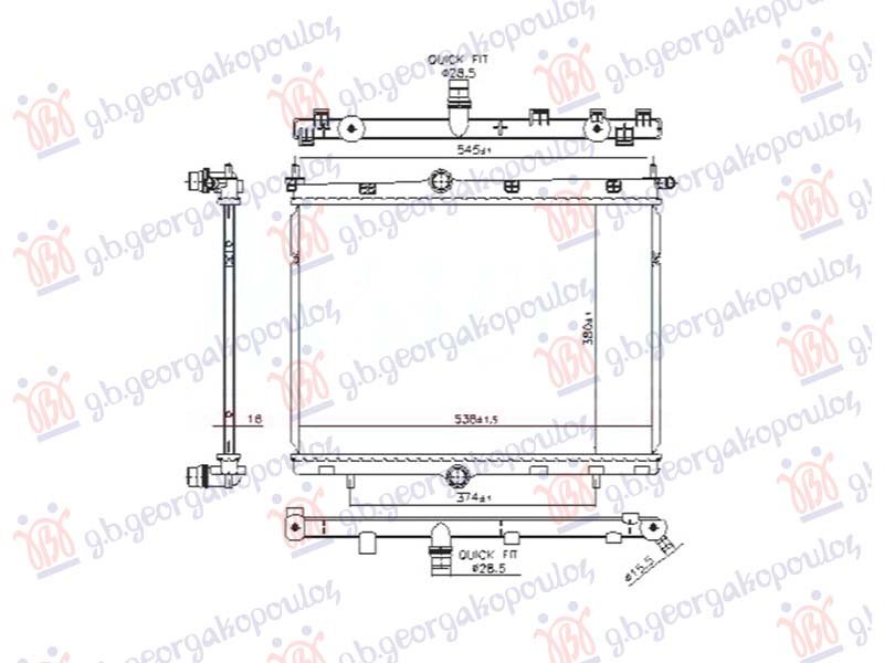 HLADNJAK MOTORA 1.2 BENZIN - 1.5 DIZEL - ELEK.POGON (538x380x16) (NRF)