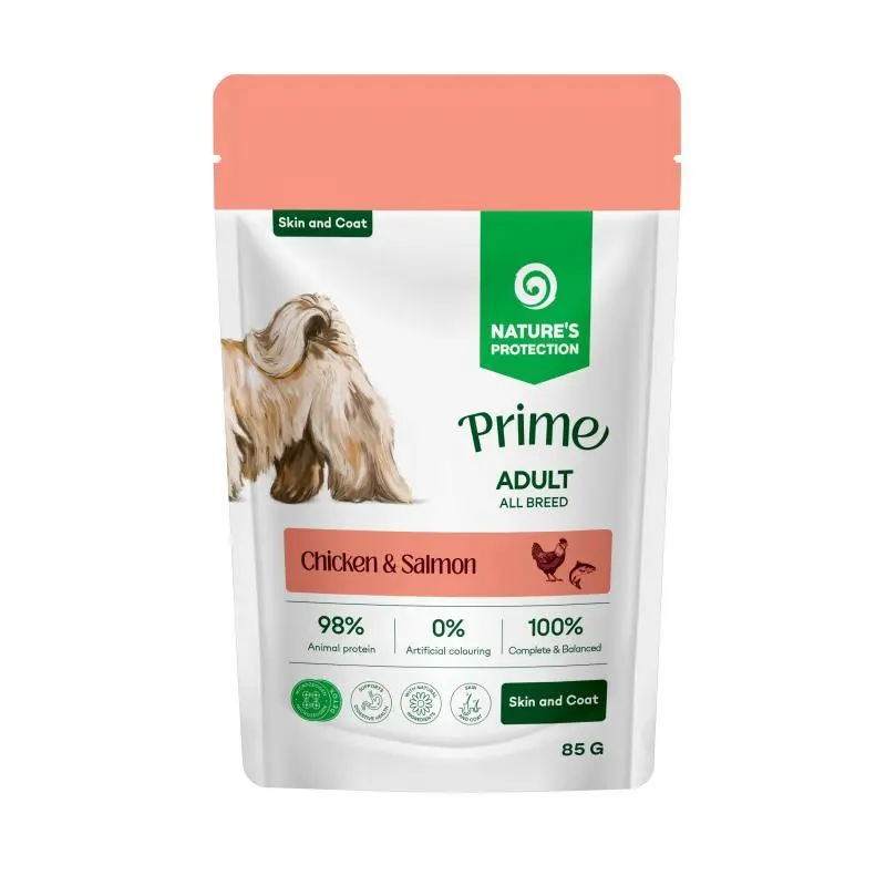 Nature's Protection Vlažna hrana za pse, Piletina i losos, 85 g