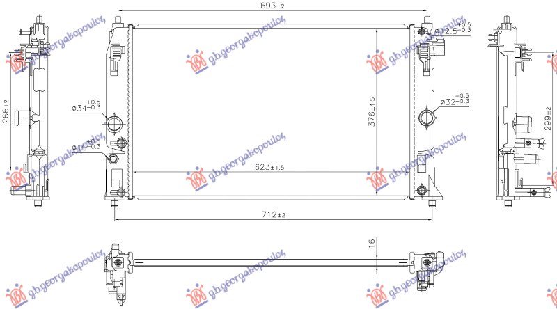 HLADNJAK MOTORA 1.5 HIBRID/BENZIN (625x376x16) (NRF)