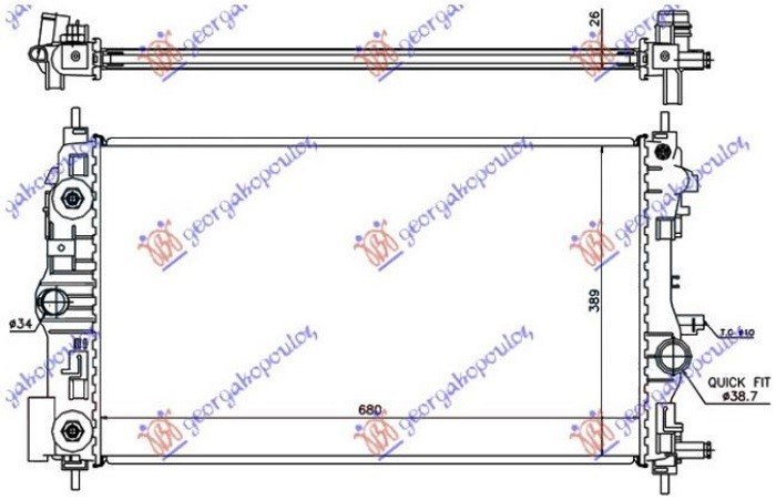 HLADNJAK MOTORA 1.4/1.6 TURBO BENZIN (AUTO) (680x395) (NRF)