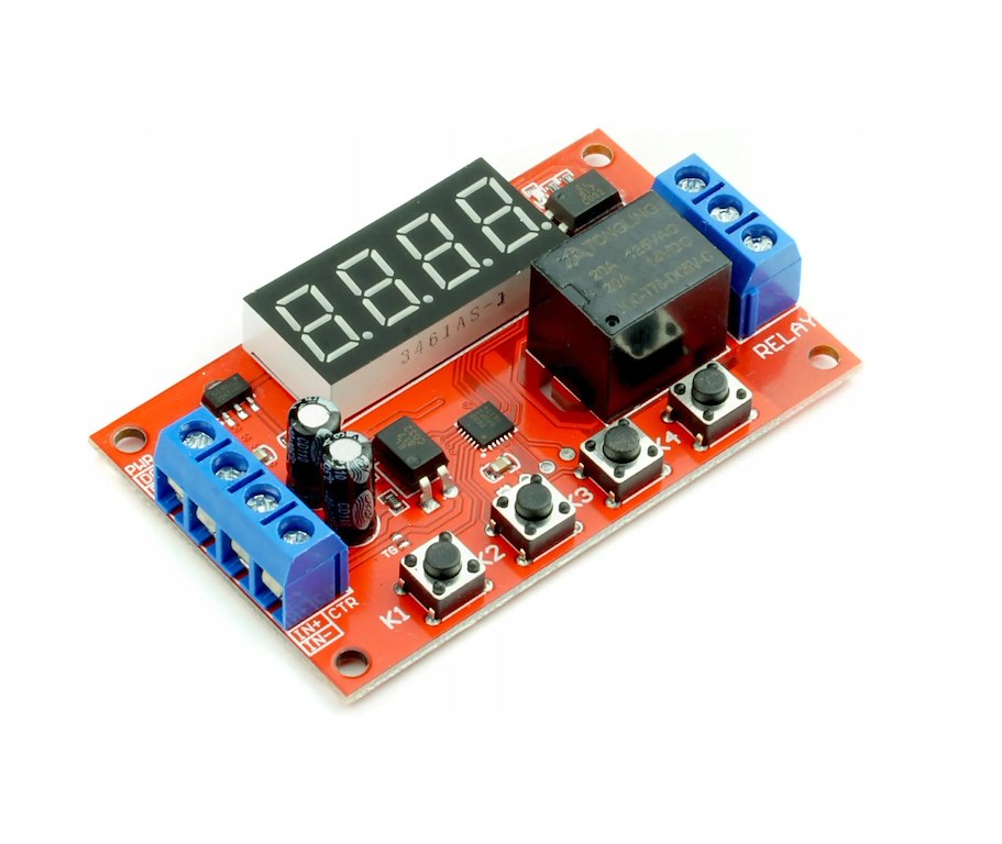 Digitalni Vremenski Relej Tajmer 12V - Programabilni Modul sa LED Displejom