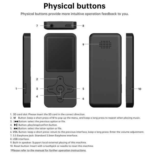 MP3 Player Bluetooth podrzava Micro SD crni