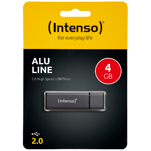 (Intenso) USB Flash drive 4GB Hi-Speed USB 2.0, ALU Line - USB2.0-4GB/Alu-a