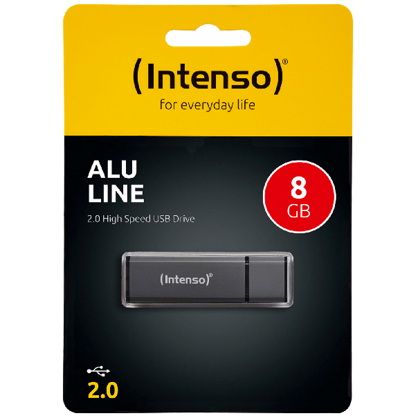 (Intenso) USB Flash drive 8GB Hi-Speed USB 2.0, ALU Line - USB2.0-8GB/Alu-a