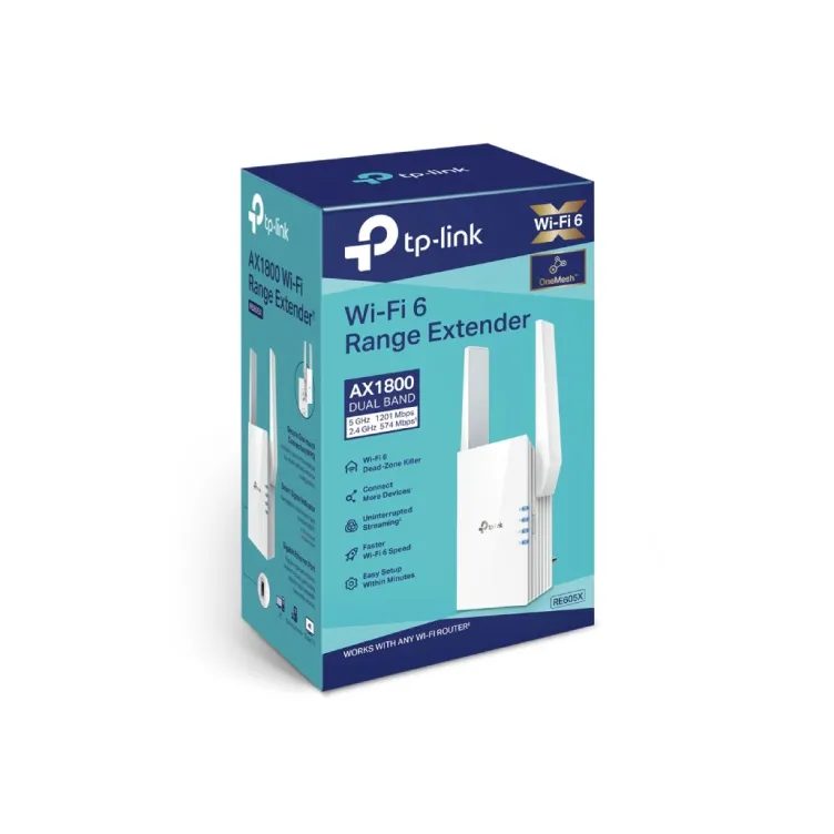 Extender TP-LINK RE605X WiFi/AX1800/1201 Mbps/574 Mbps/2 eksterne antene