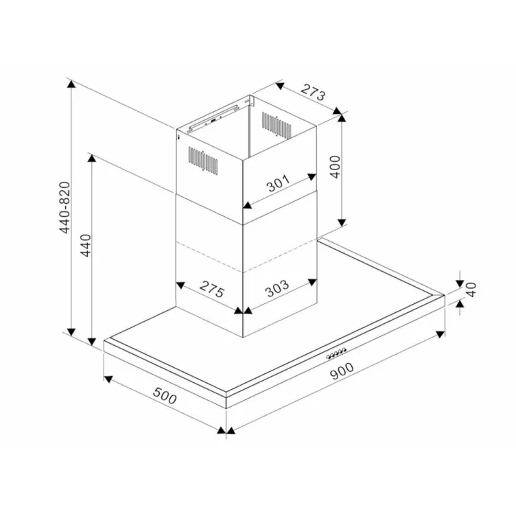 Aspirator TESLA DC900AX/kaminski/90cm/630m3/h/inox