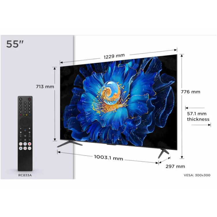 Televizor TCL 55C6KS/MiniLED-QLED/55"/4K UHD/60Hz/Google TV/crna