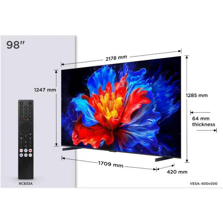 Televizor TCL 98P8K/QLED/98"/4K UHD/144Hz/Google TV/crna