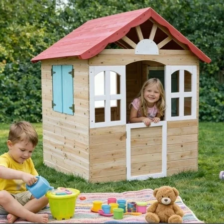 Kinder Home dečija drvena kućica za igru na otvorenom za dvorište i baštu, 115×102×129 cm ( C996 )