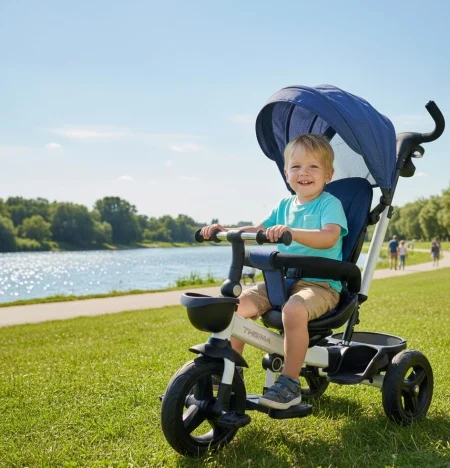 Tricikl Guralica TS-307 sa punim točkovima i rotirajućim sedištem - Plava