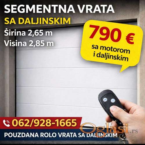 Segmentna rolo garažna vrata 2,65x285m sa daljinskim upravljačem