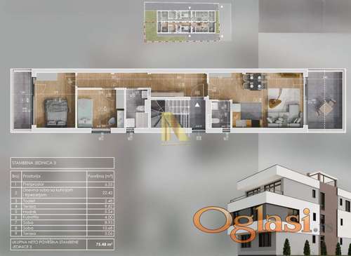 Savremena novogradnja u manjem stambenom objektu