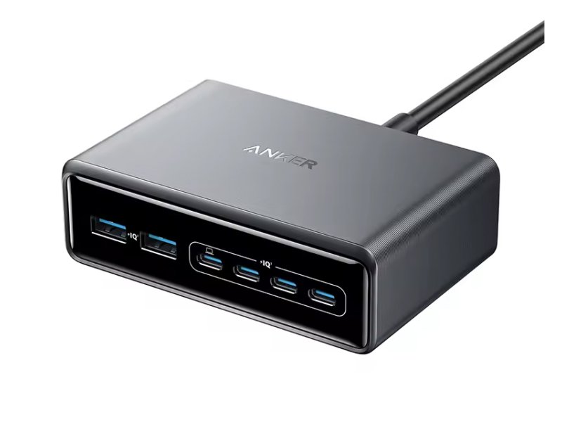 ANKER PRIME 200W GAN STONI BRZI PUNJAČ, 6-PORTOVA (4X USB-C I 2X USB-A) SREBRNI