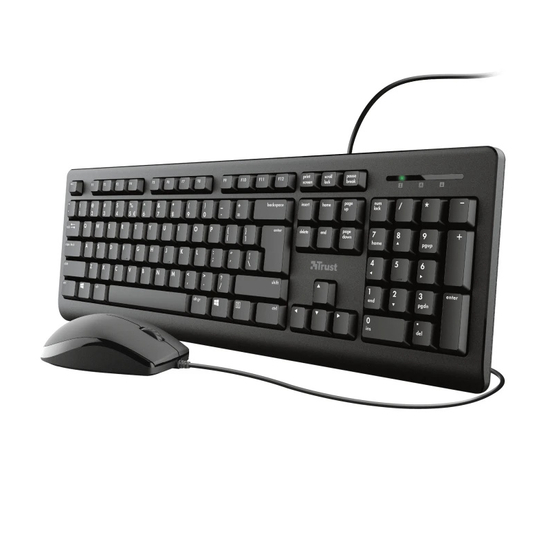 Tastatura + Miš Trust PRIMO US, 23970, Žični set, Crna boja