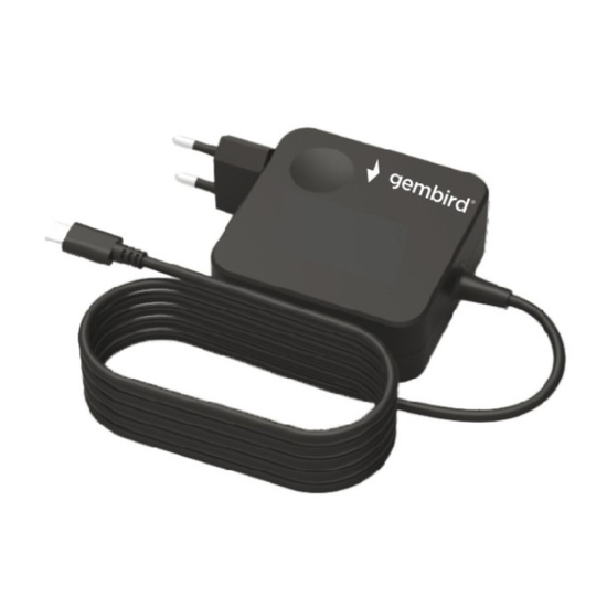 Punjač za laptop Gembird NPA-AC9D, 65W, kabl 2m USB-C, 5V/3A,9V/3A,12V/3A,15V/3A,20V/3.25A