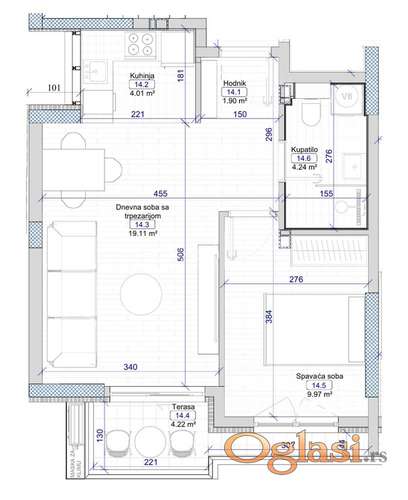 NOVI SAD - TELEP JUŽNI - 43.00 m2