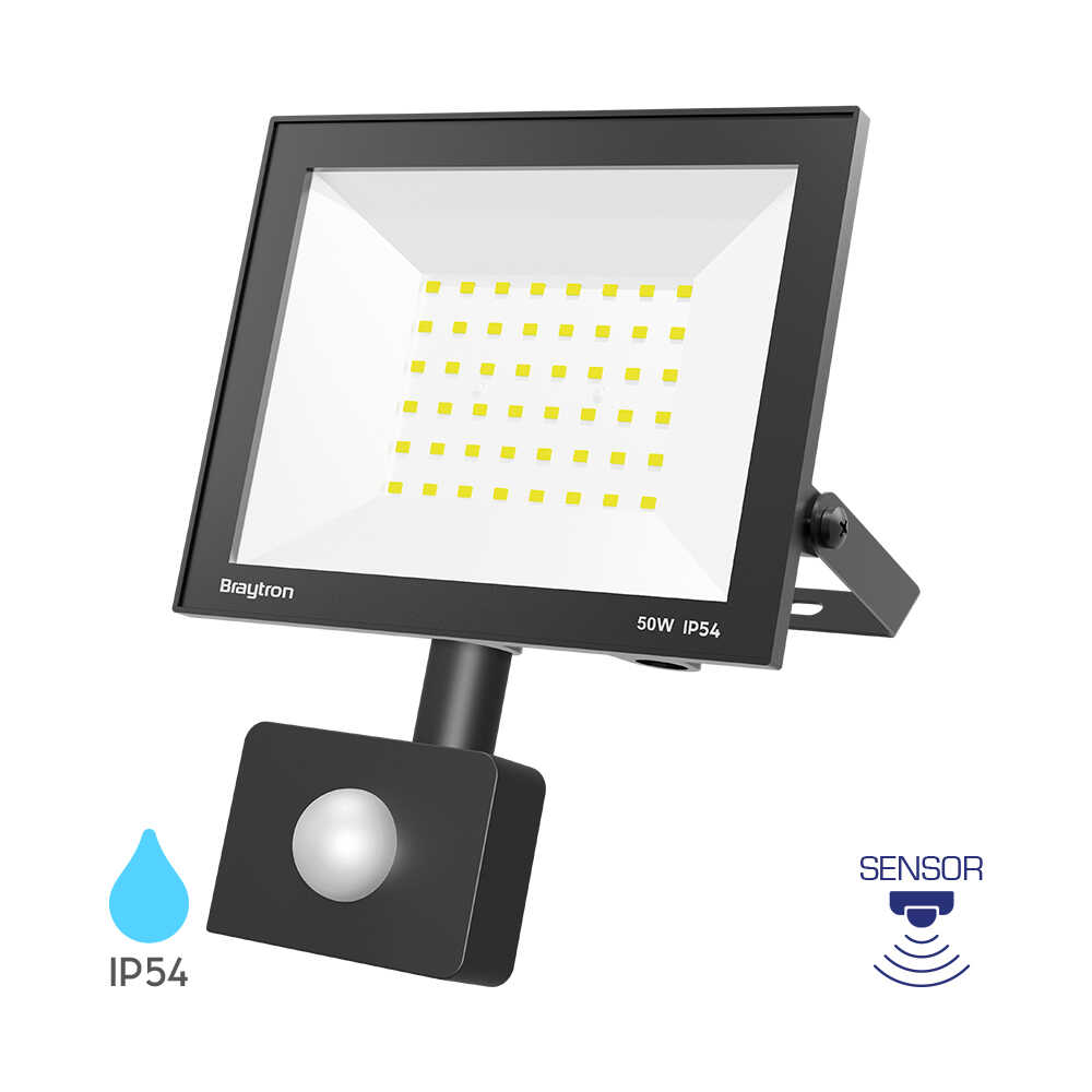 LED REFLEKTOR 50W CRNI 6500K IP54 SA SENZOROM