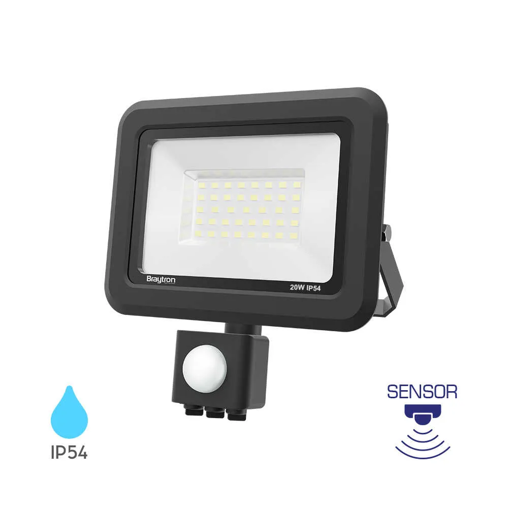 LED REFLEKTOR 20W CRNI 6500K IP54 SA SENZOROM