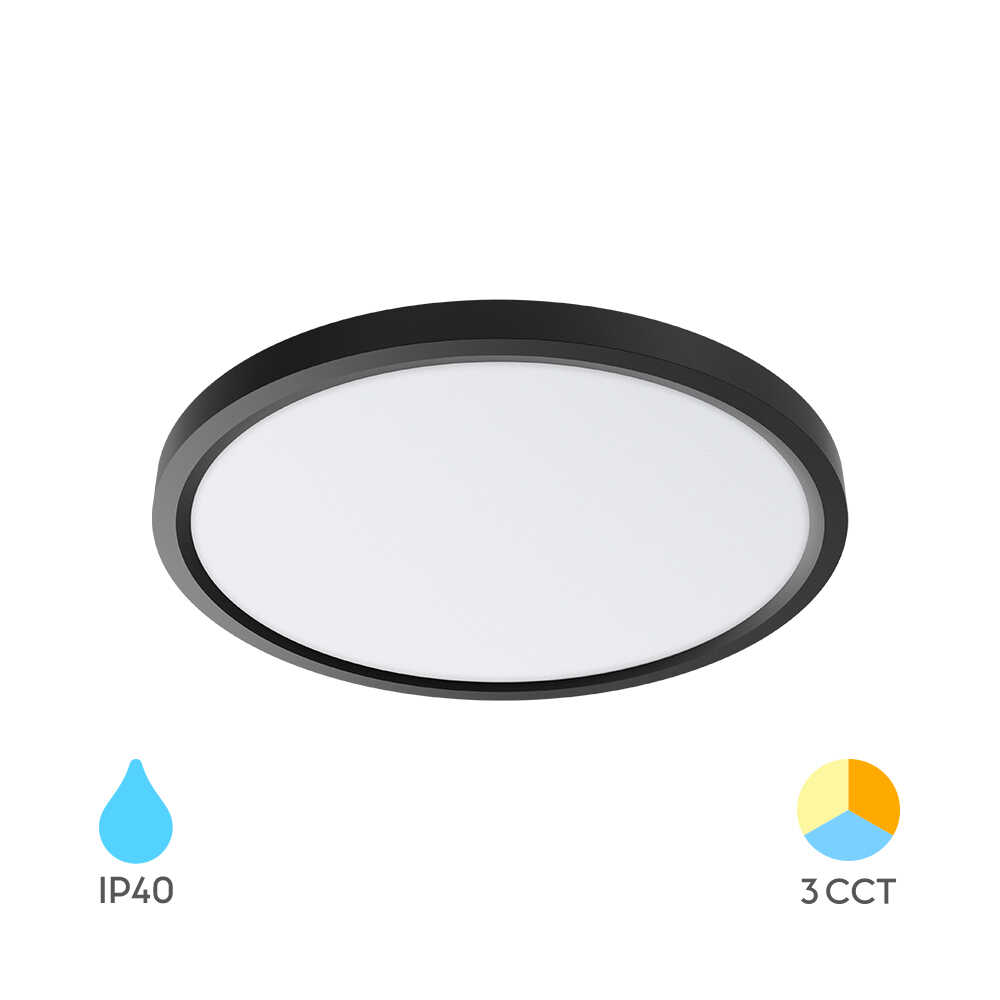 LED PLAFONJERA OKRUGLI 36W CRNI CCT