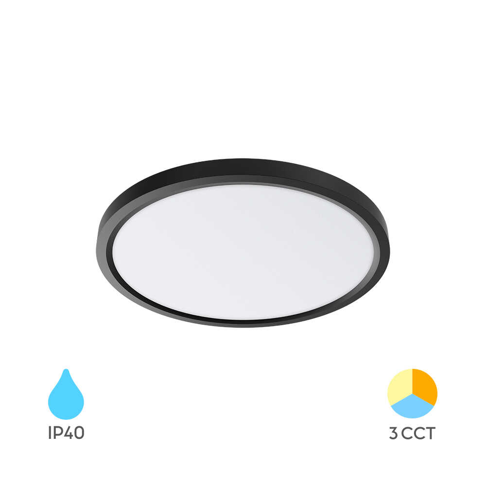 LED PLAFONJERA OKRUGLI 26W CRNI CCT