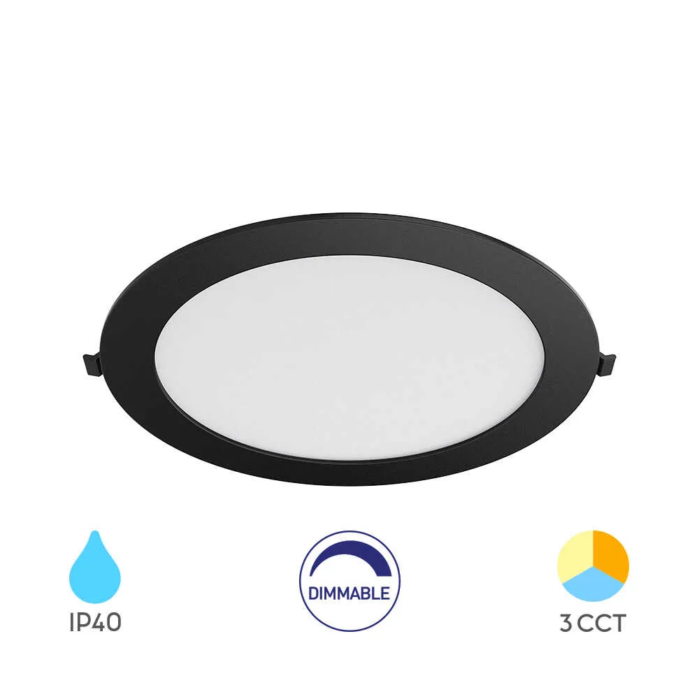 LED PANEL UGRADNI OKRUGLI 8" 18W CRNI CCT