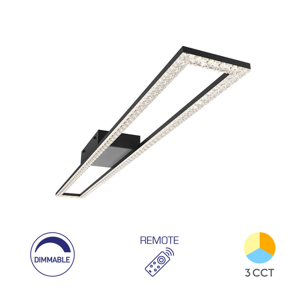 LED PLAFONJERA 40W CRNI CCT