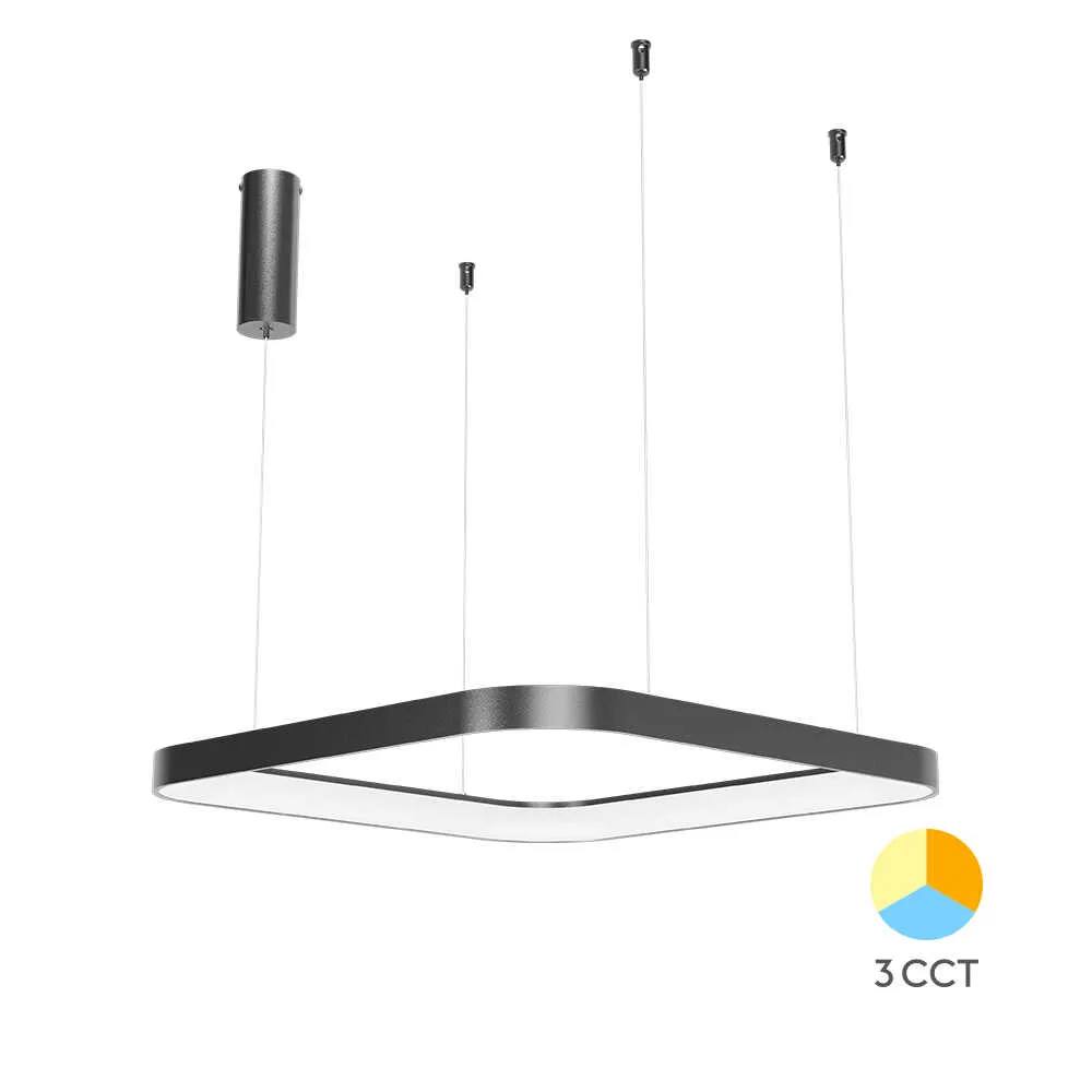 LED VISILICA KVADRATNA 46W CRNI CCT IP20