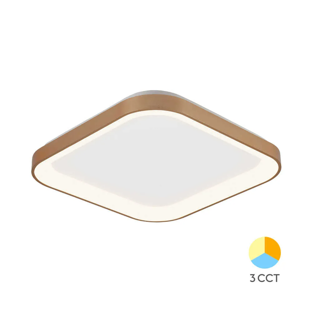 LED PLAFONJERA KVADRATNA 36W ZLATNI CCT IP20