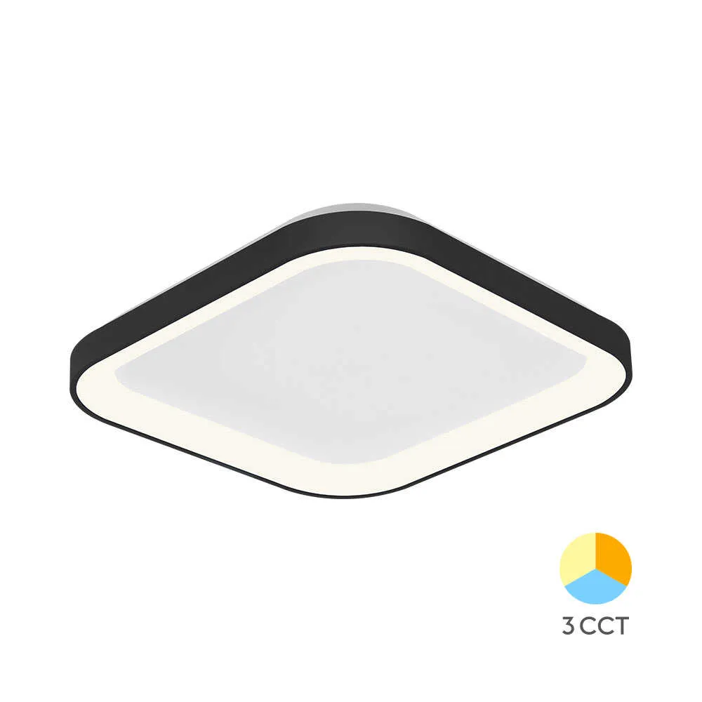 LED PLAFONJERA KVADRATNA 36W CRNI CCT IP20