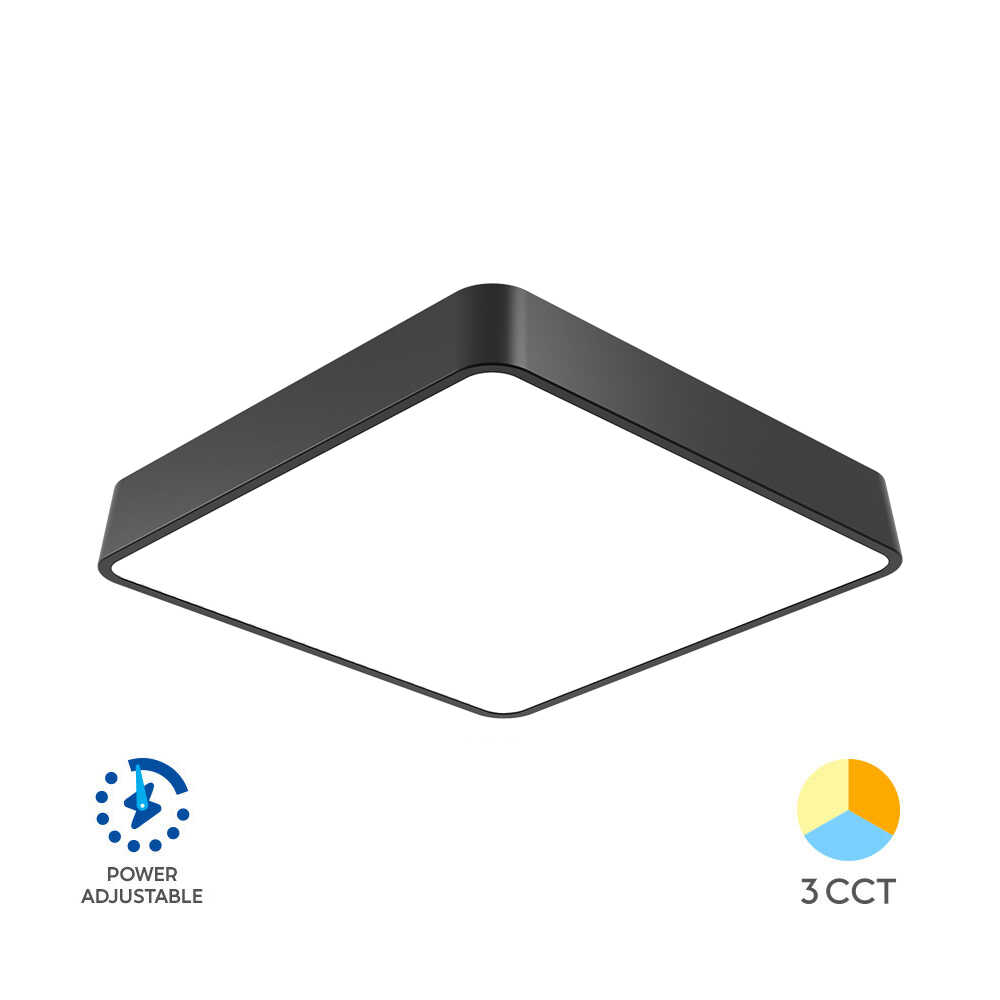 LED PLAFONJERA KVADRATNA 36W CRNI CCT