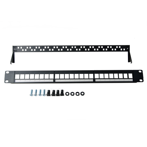 Patch panel modularni 19"/1U sa 24 slota za UTP module, držač kablova sa zadnje strane, Delta EC tested (Full FA-1918LPY-24-1U) – bez modula