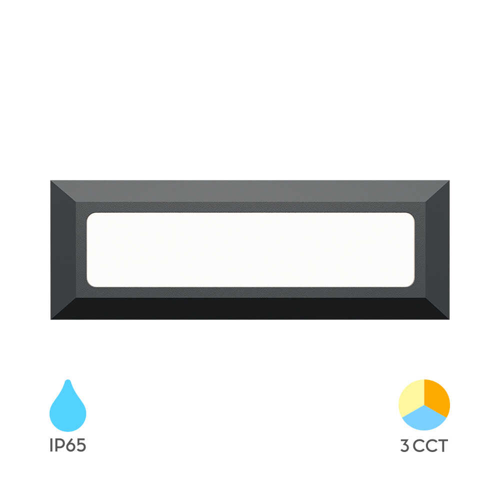 LED ZIDNA SVETILJKA PRAVOUGAONA 3W SIVI CCT IP65