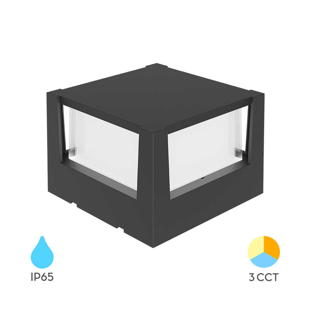 LED ZIDNA SVETILJKA KVADRATNA 15W SIVI CCT IP65