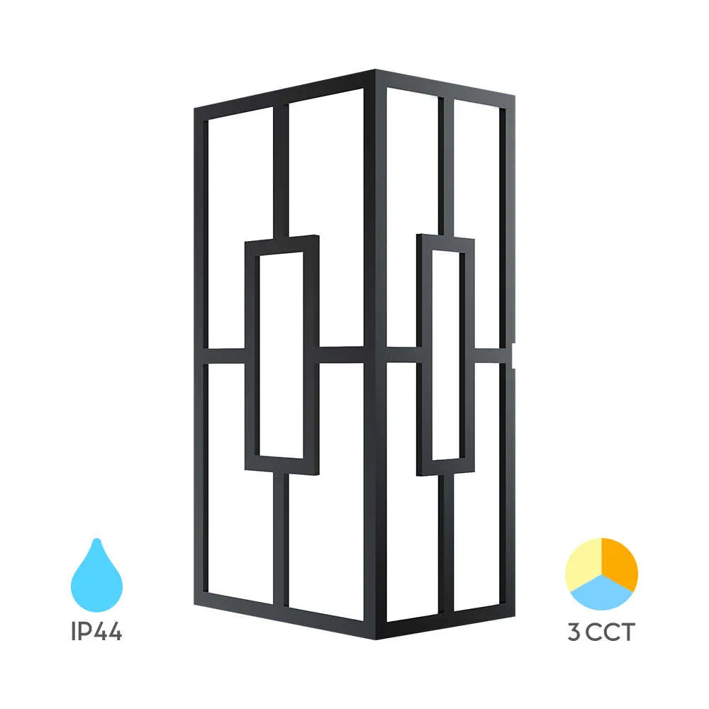 LED ZIDNA SVETILJKA PRAVOUGAONA 10W CRNI CCT IP44