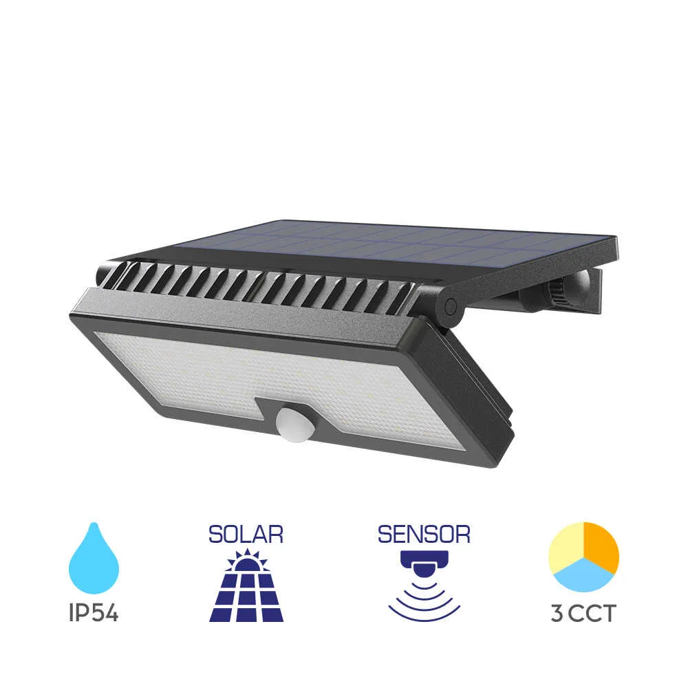 SOLARNA ZIDNA SVETILJKA 10W CRNI CCT IP54